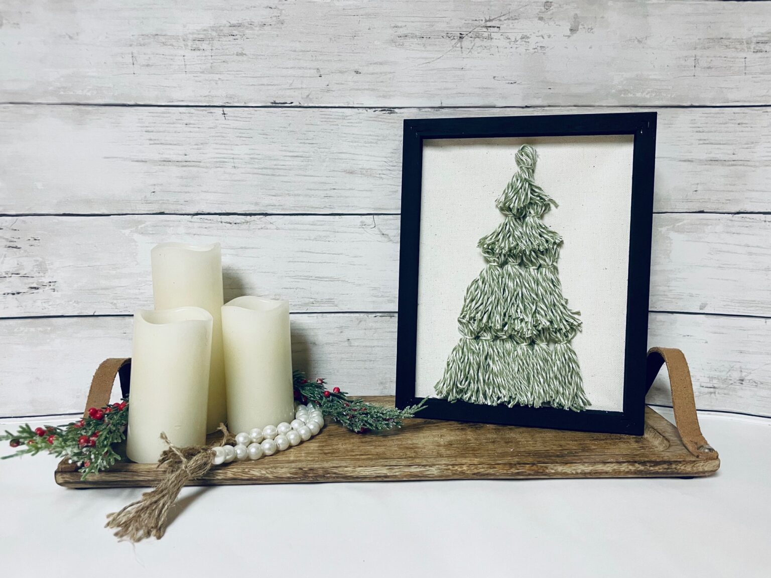 Reverse Canvas Tassel Tree Sign - Christmas Crafts And Recipes